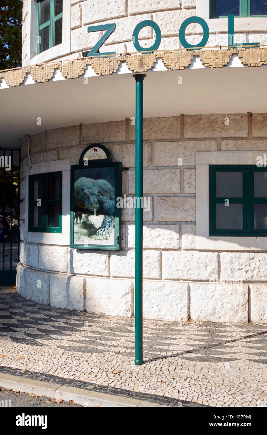 Lisbon zoologic garden entrance with images framed of animals Stock ...