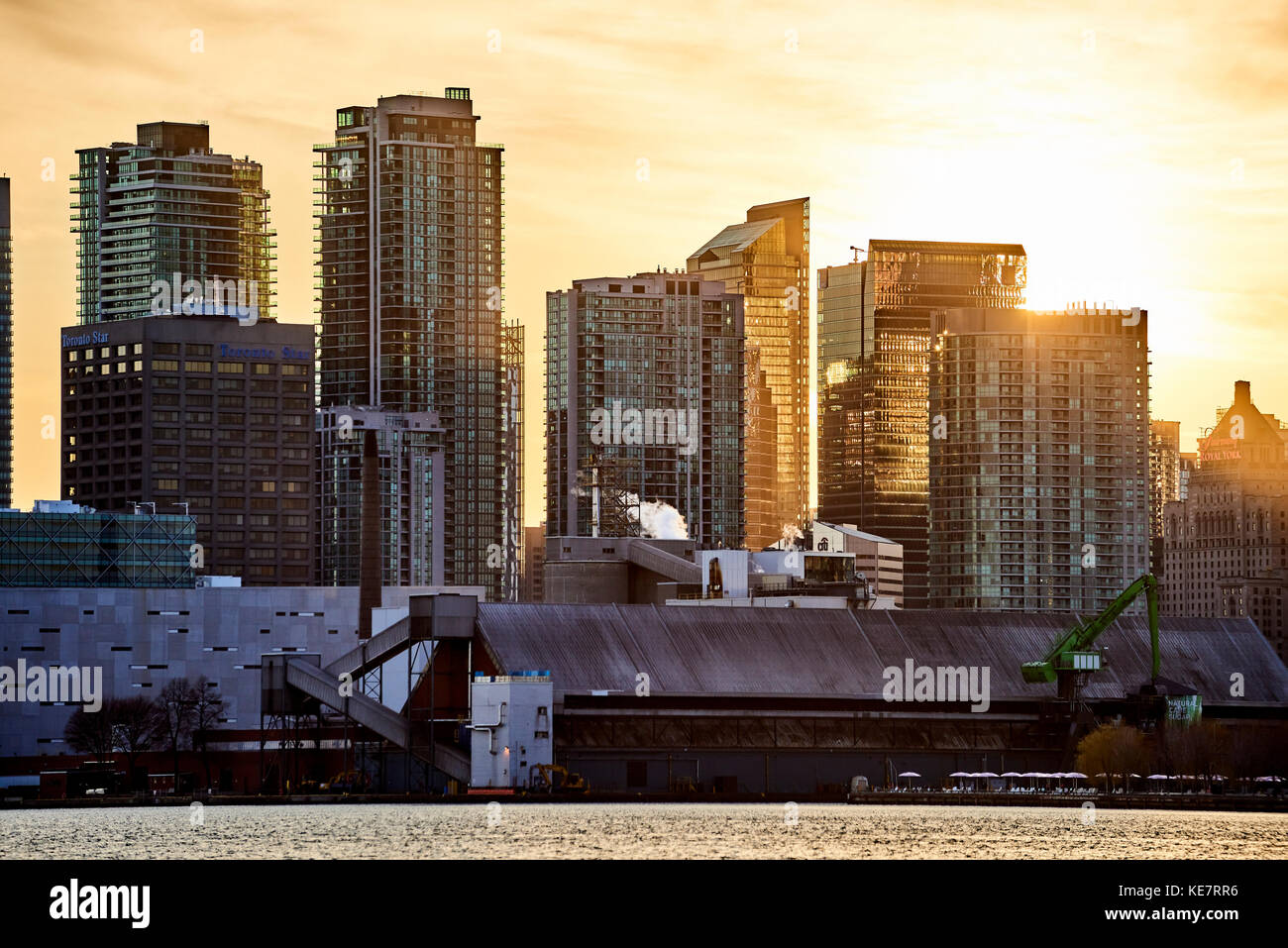 Condominiums Along The Waterfront Skyline At Sunset; Toronto, Ontario ...