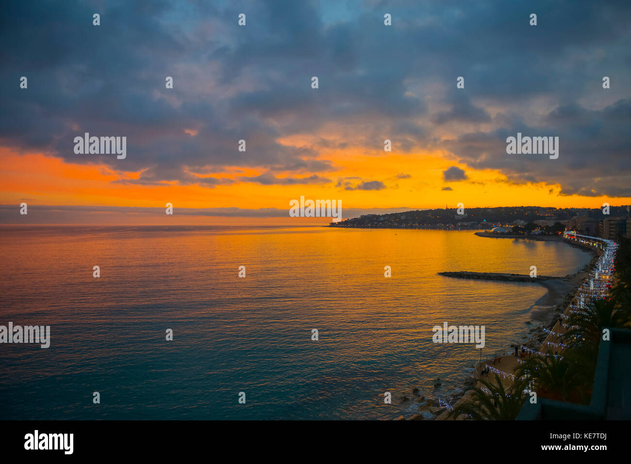 Coastline Of The French Riviera Along The Mediterranean Sea At Sunset ...