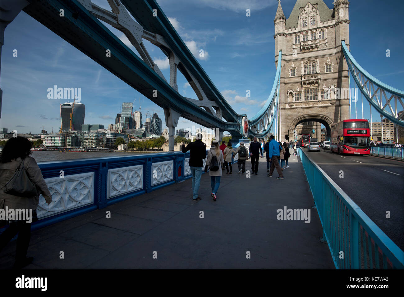 Tower Bridge across the River Thames in London England. Oct 2017 Tower ...