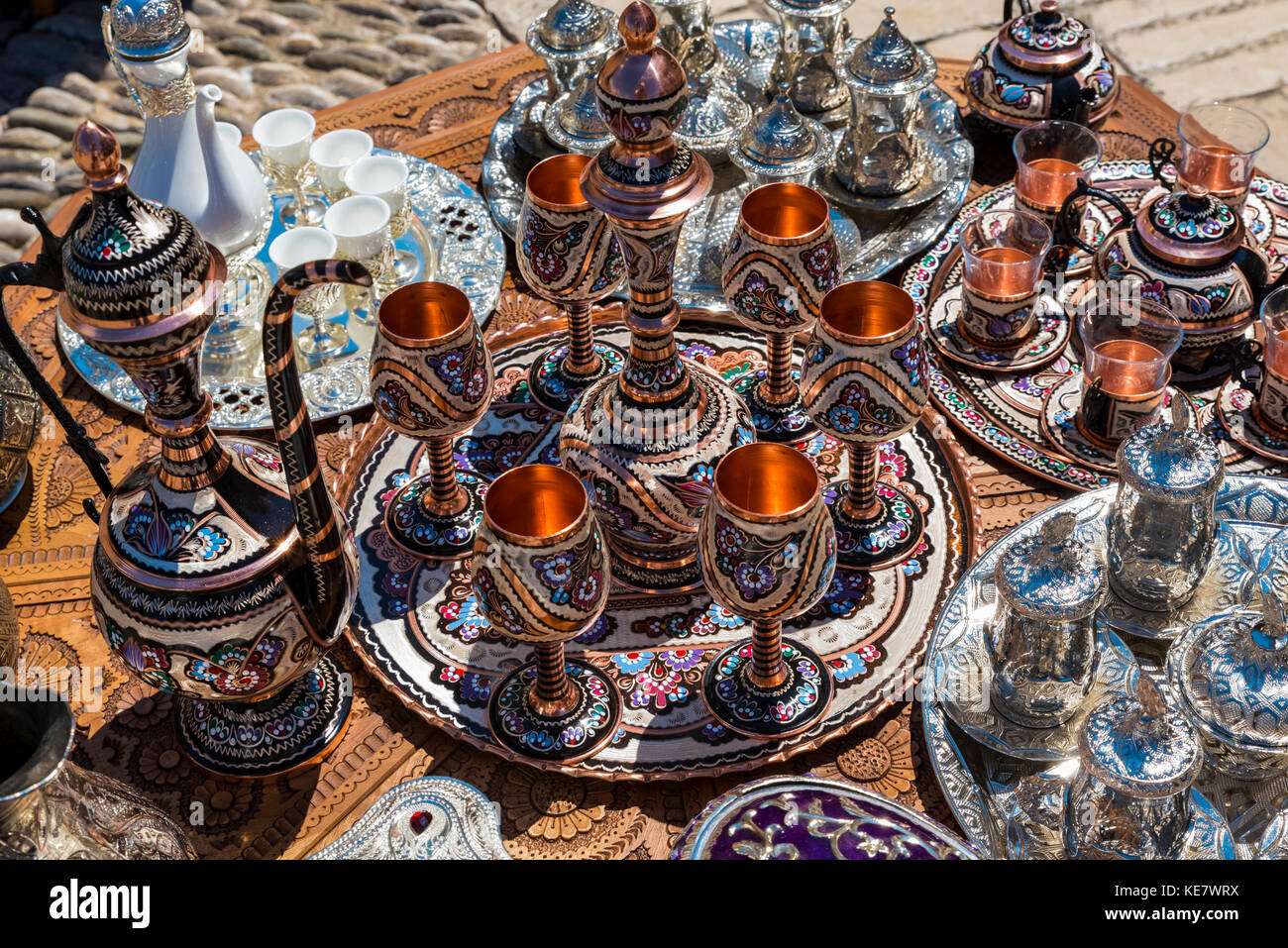 Tea Sets, Goblets And Trays For Sale At The Mostar Bridge; Mostar ...