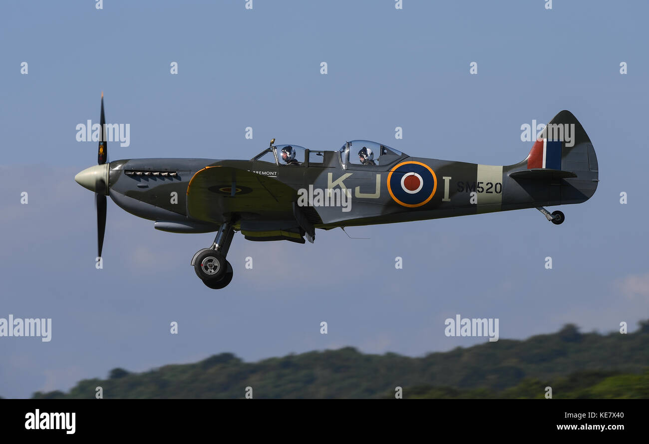 A double seated training spitfire from the Boultbee flight academy ...