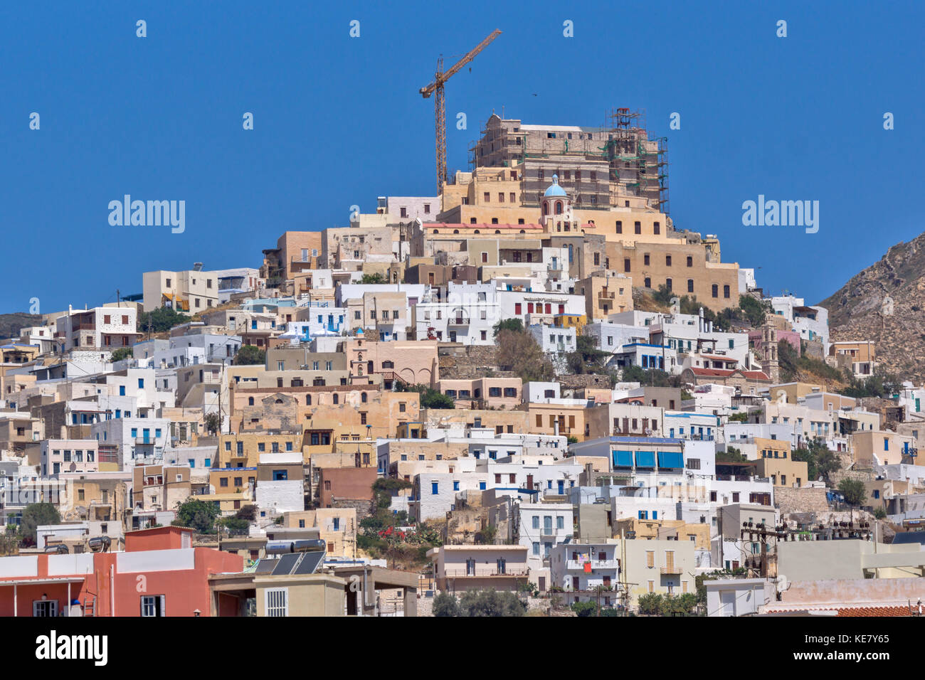 Panoramic view of Old town of Ermopoli, Syros, Cyclades Islands, Greece ...