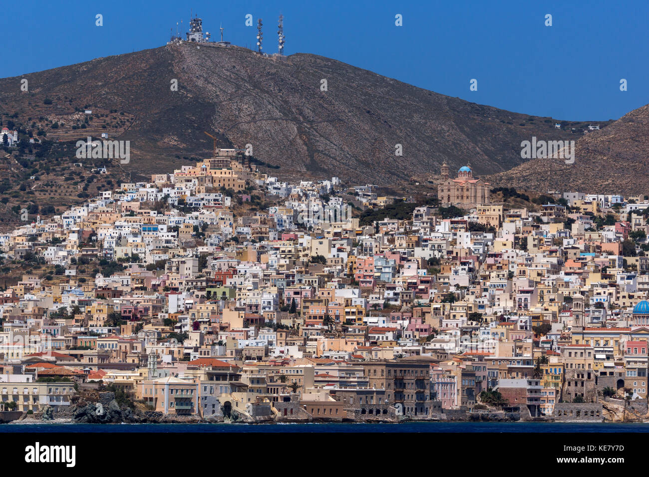 Amazing Panoramic view to town of Ermopoli, Syros, Cyclades Islands ...