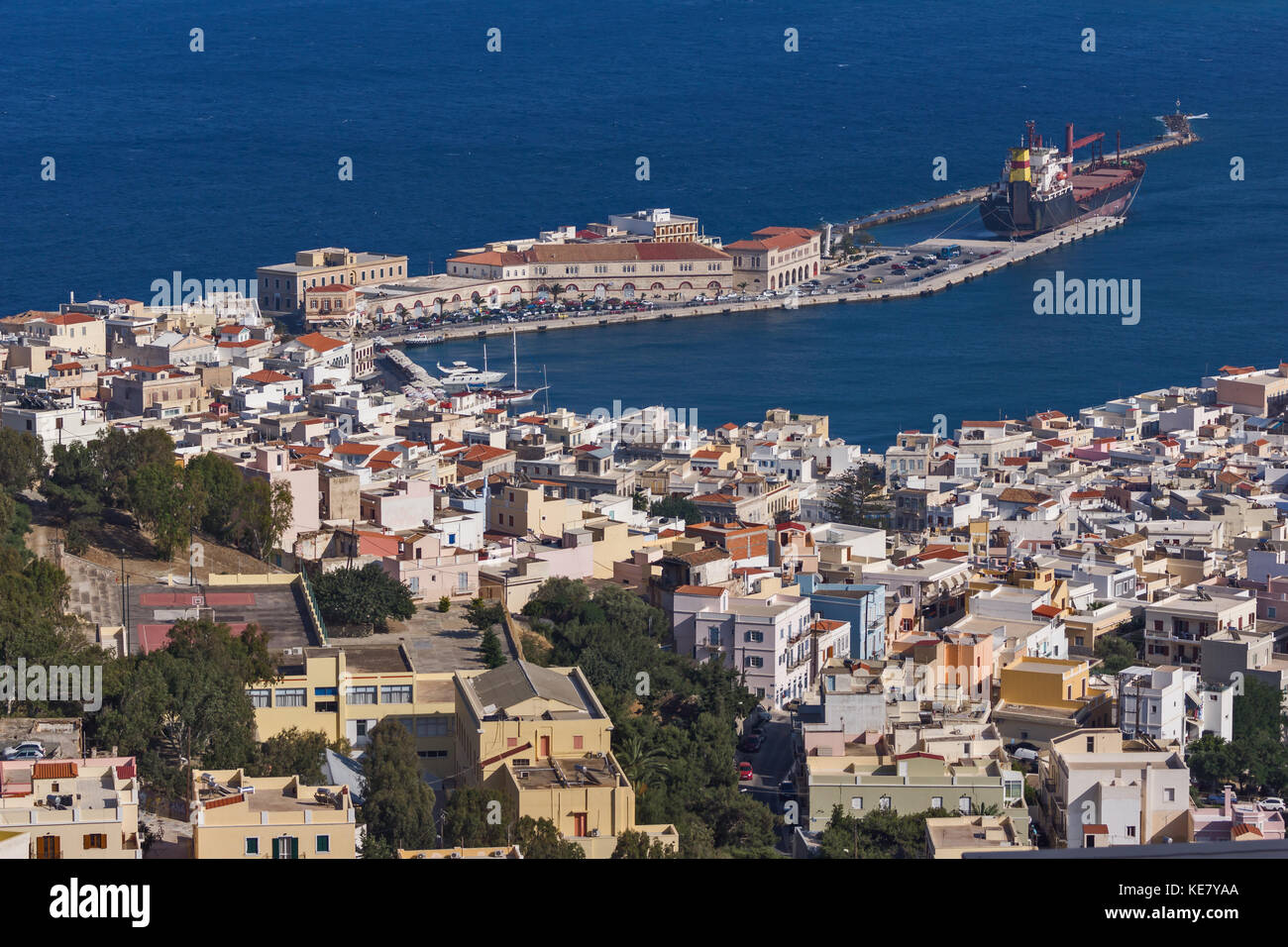 Amazing Pamorama to port of town of Ermopoli, Syros, Cyclades Islands ...