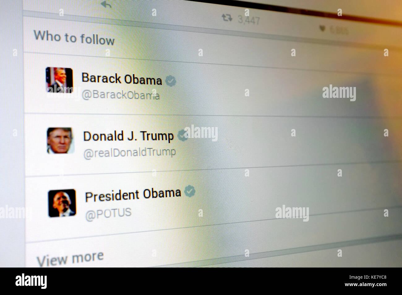 Political Twitter pages viewed on a tablet Stock Photo - Alamy