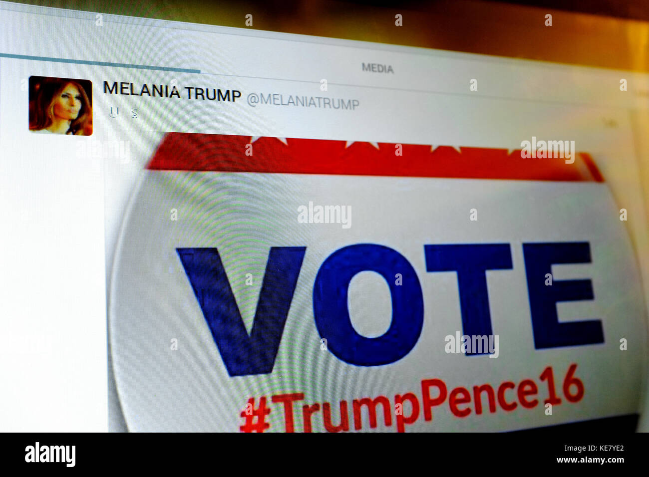 Melania trump twitter page hi-res stock photography and images - Alamy