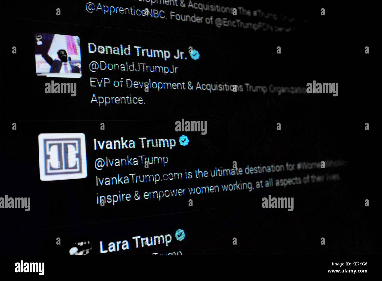 Trump Twitter pages viewed on a tablet Stock Photo - Alamy