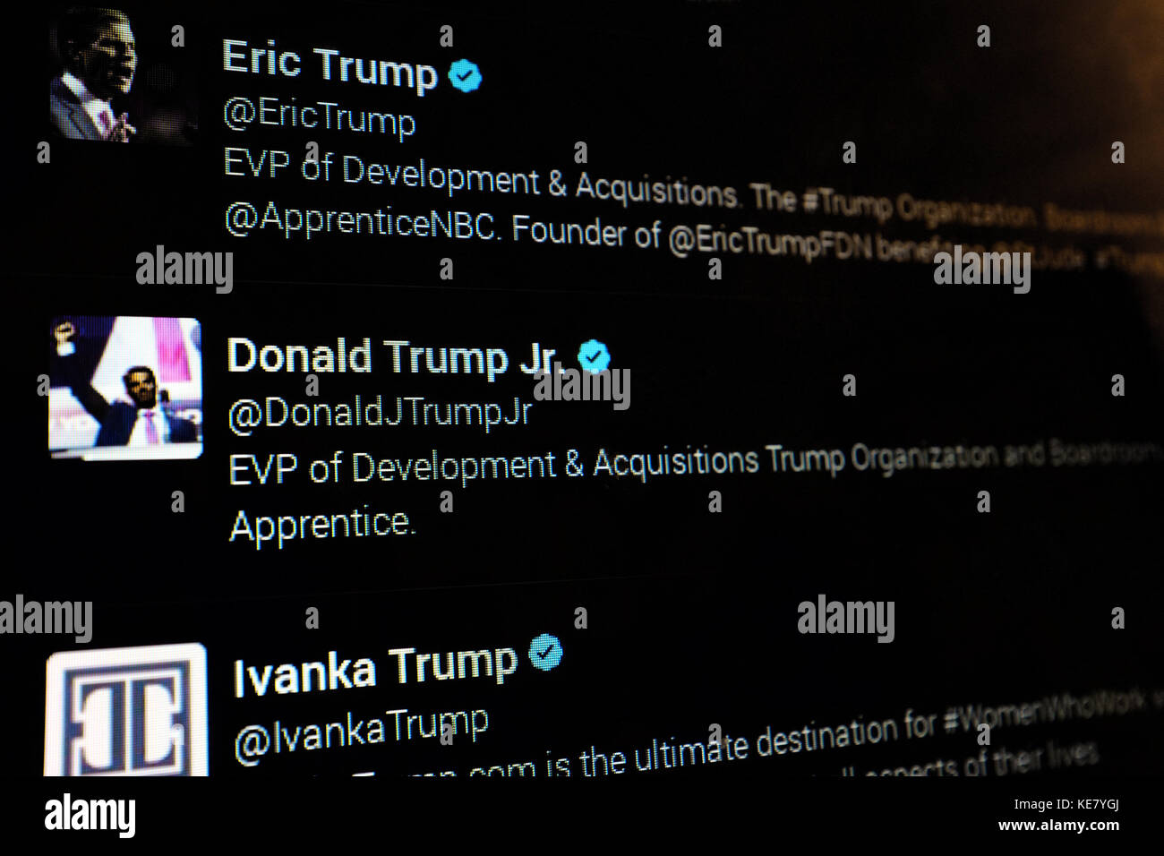 Trump Twitter pages viewed on a tablet Stock Photo - Alamy