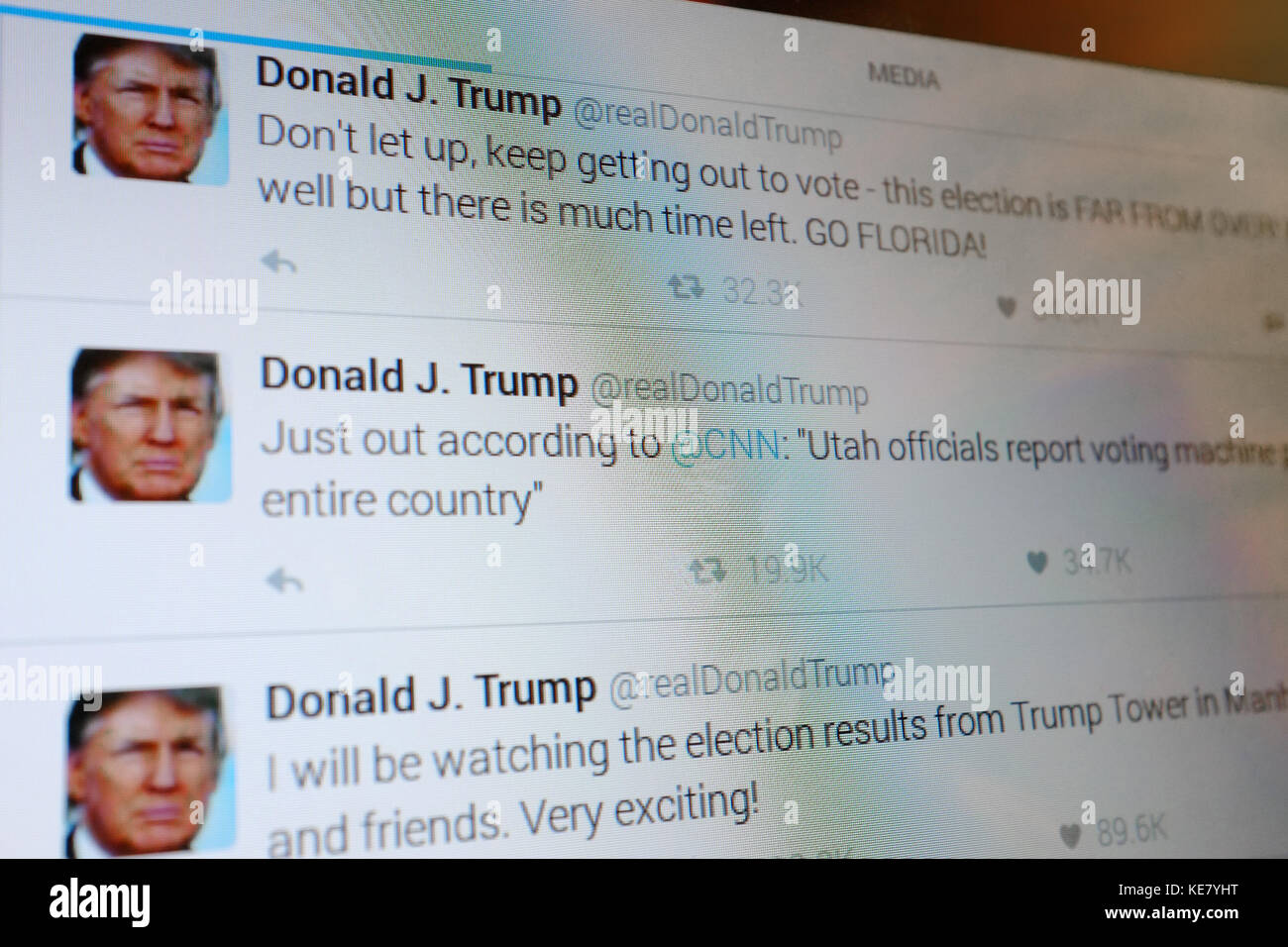 Donald Trump Twitter page viewed on a tablet Stock Photo - Alamy