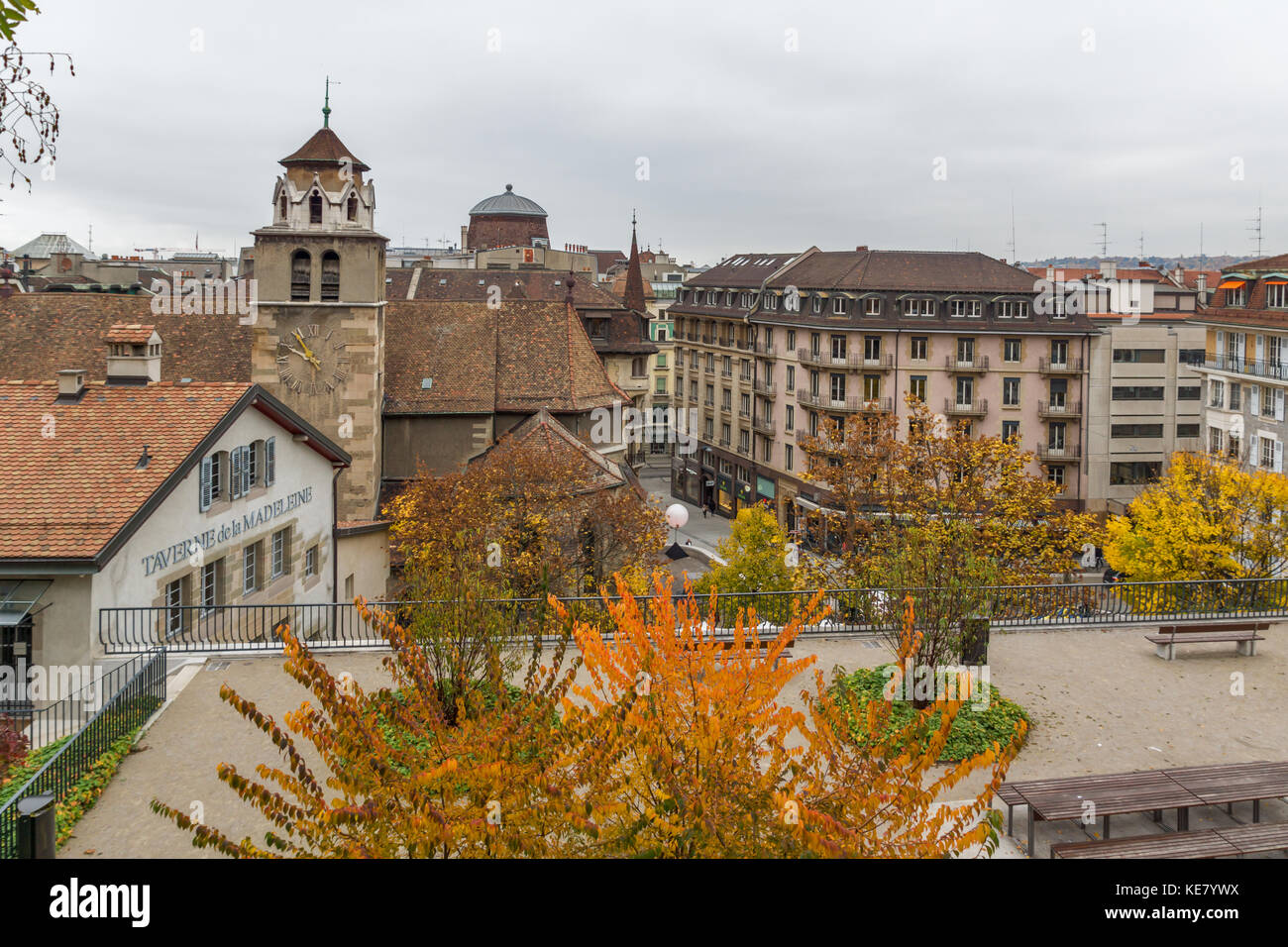 Amazing Autumn Panorama to city of Geneva, Switzerland Stock Photo - Alamy