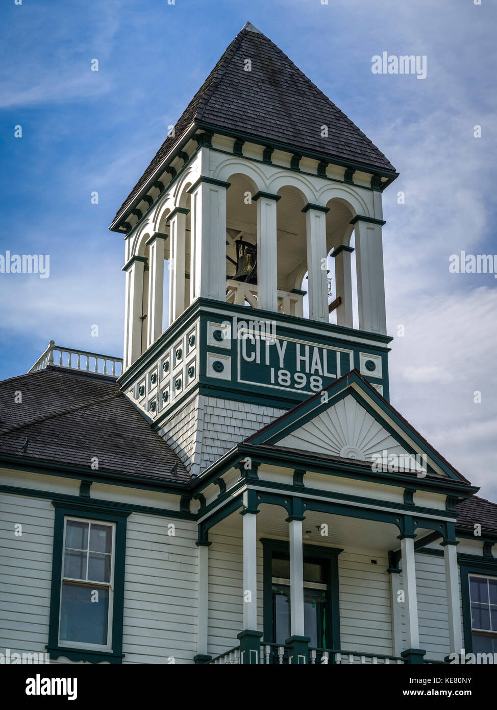 City Hall with a bell tower above the entrance; Nelson, British ...