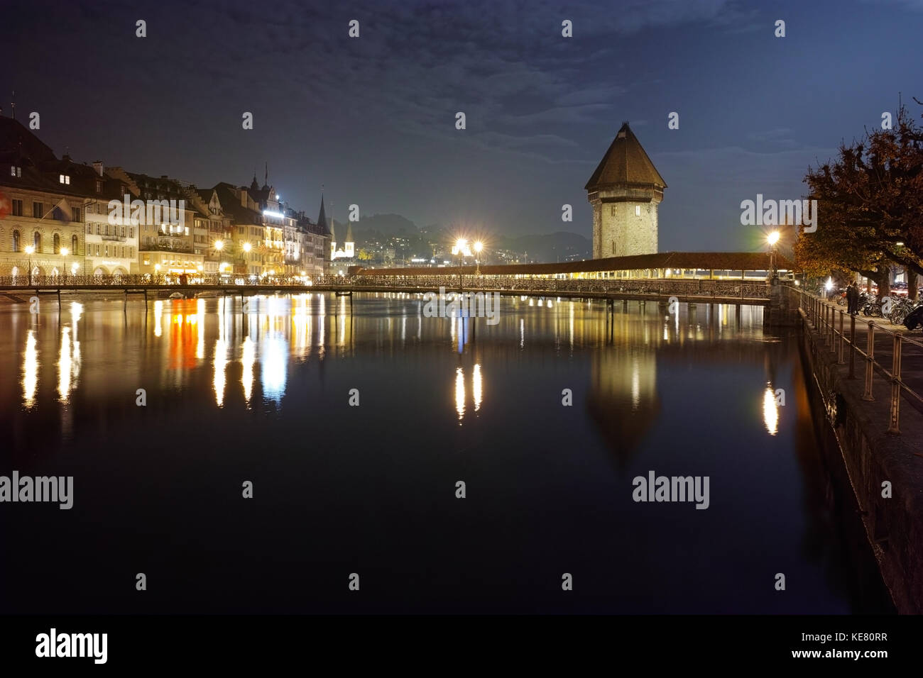 Amazing Night photos of Chapel Bridge in City of Lucern, Canton of ...