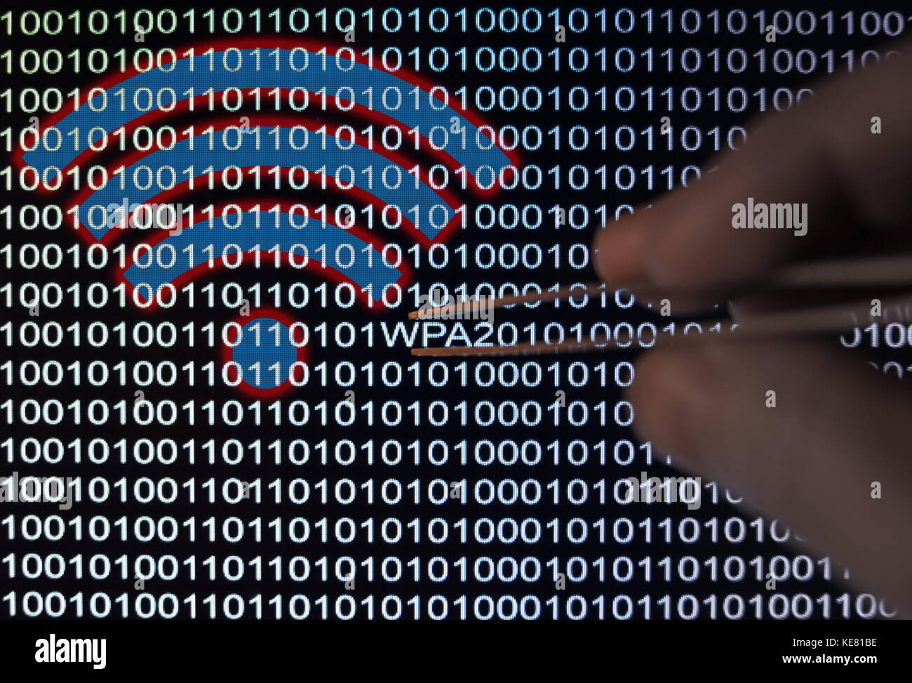 Binary code, hacker finds Wireless wifi password Stock Photo - Alamy