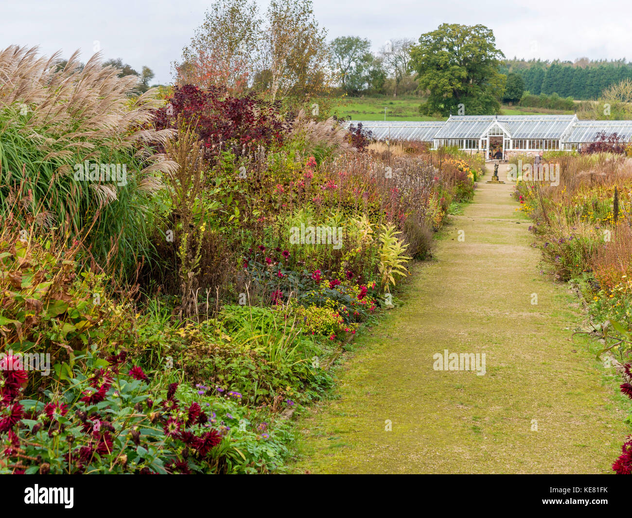 Helmsley Walled Garden with a show of early autumn flowers Stock Photo ...