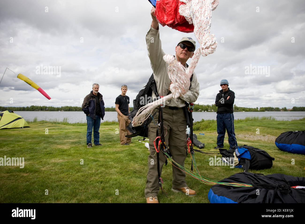 Demonstration Of Emergency Parachute Deployment At A Paragliding ...