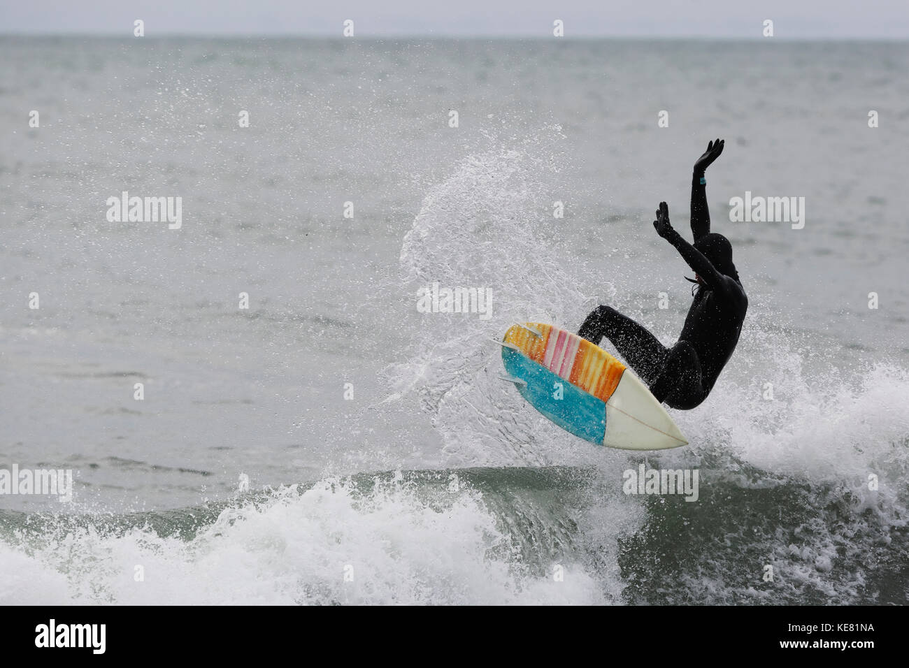 Surfer Falling From Surfboard In The Waters Near Yakutat, Southeast ...