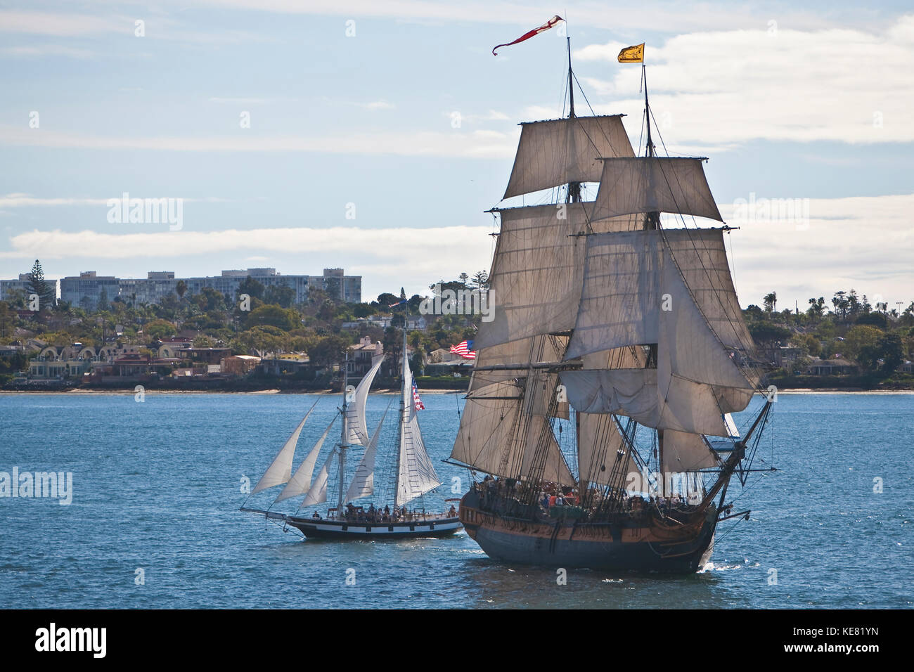 Tall Sailing Ships Amazing Grace and HMS Surprise under full sail on ...
