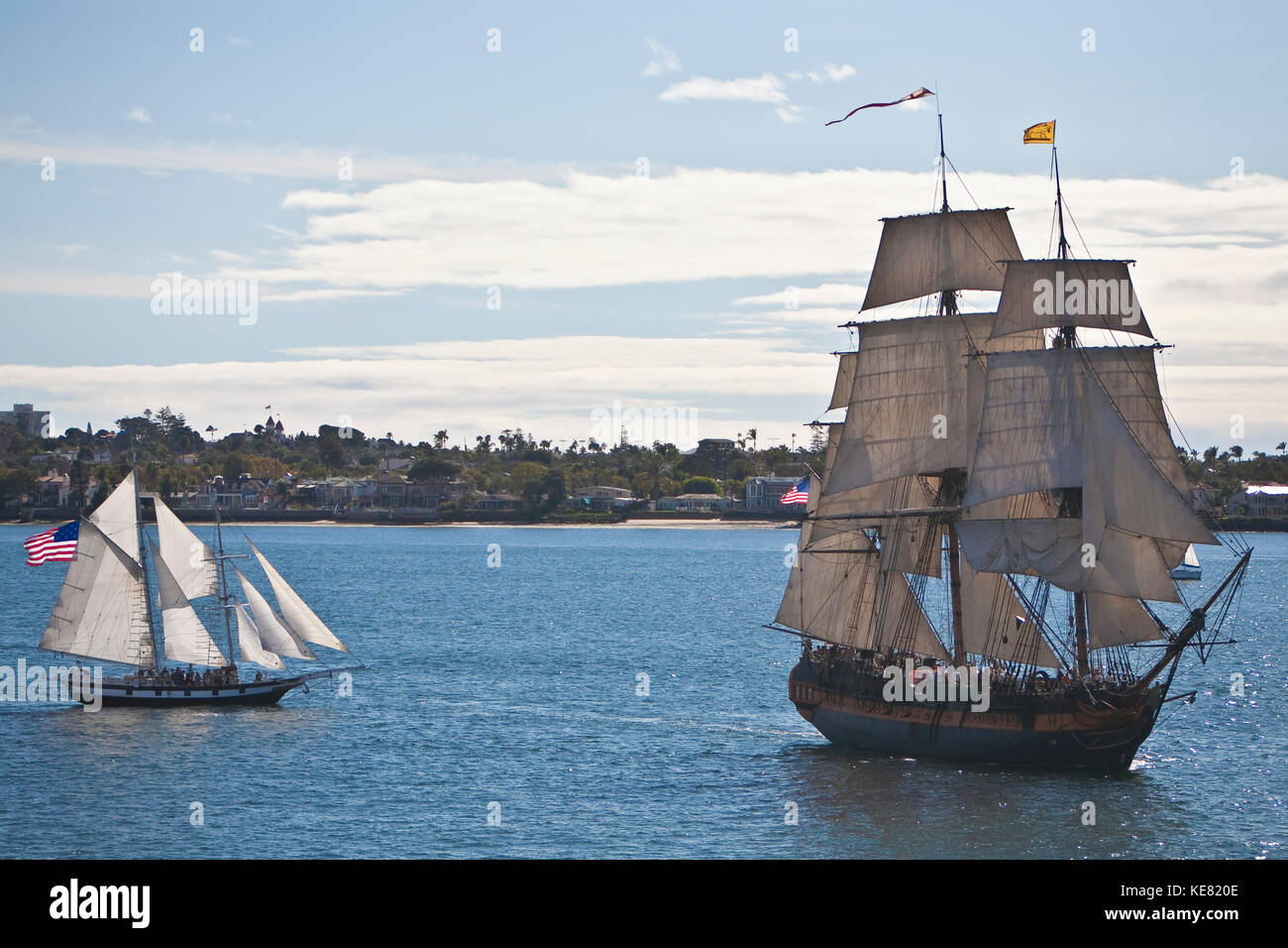Tall Sailing Ships Amazing Grace and HMS Surprise under full sail on ...
