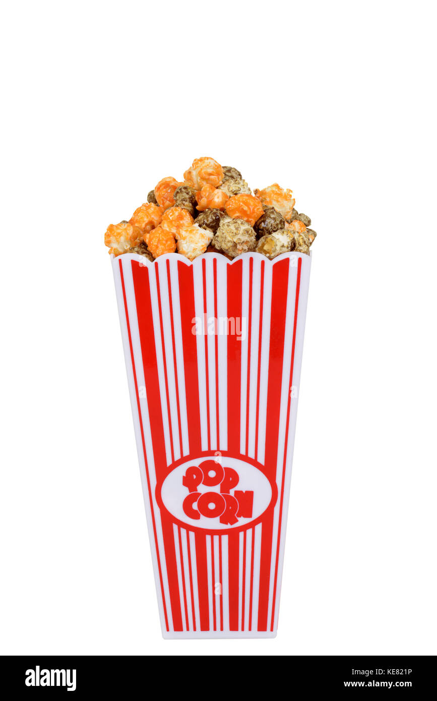 bucket of halloween orange and black licorice popcorn Stock Photo - Alamy