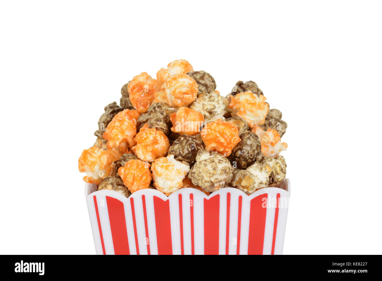 closeup bucket of halloween black licorice and orange popcorn Stock ...