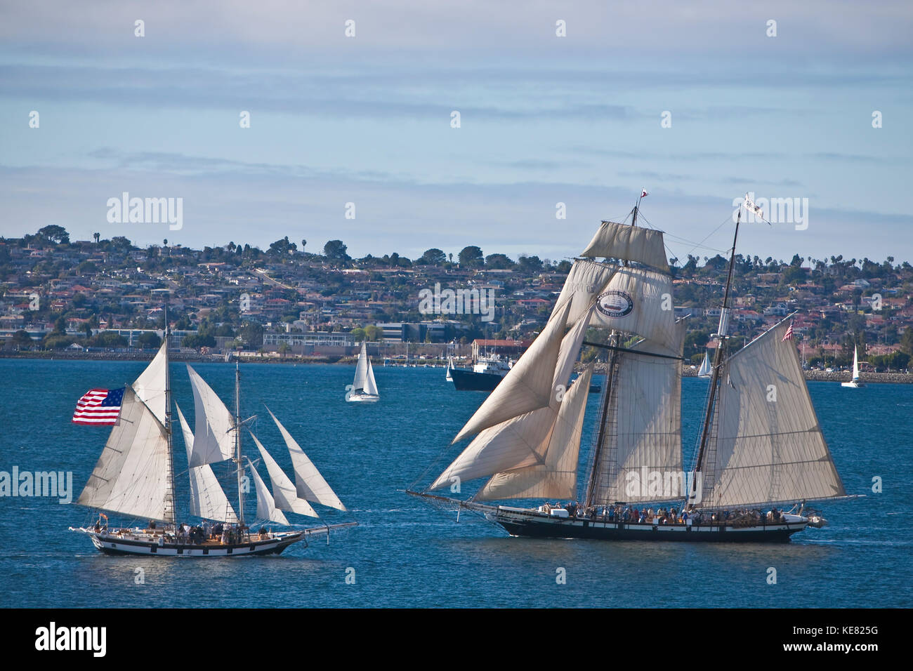 Tall Sailing Ships Amazing Grace and Californian under full sail on San ...
