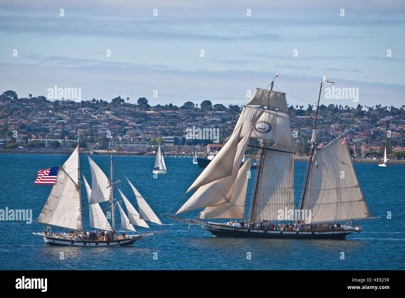 Tall Sailing Ships Amazing Grace and Californian under full sail on San ...