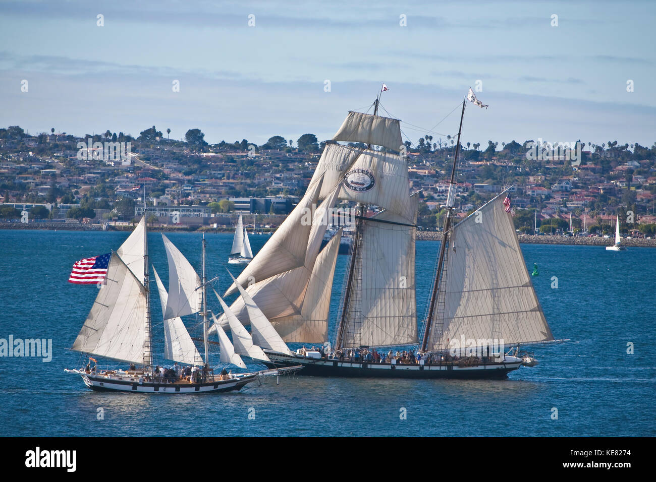 Tall Sailing Ships Amazing Grace and Californian under full sail on San ...