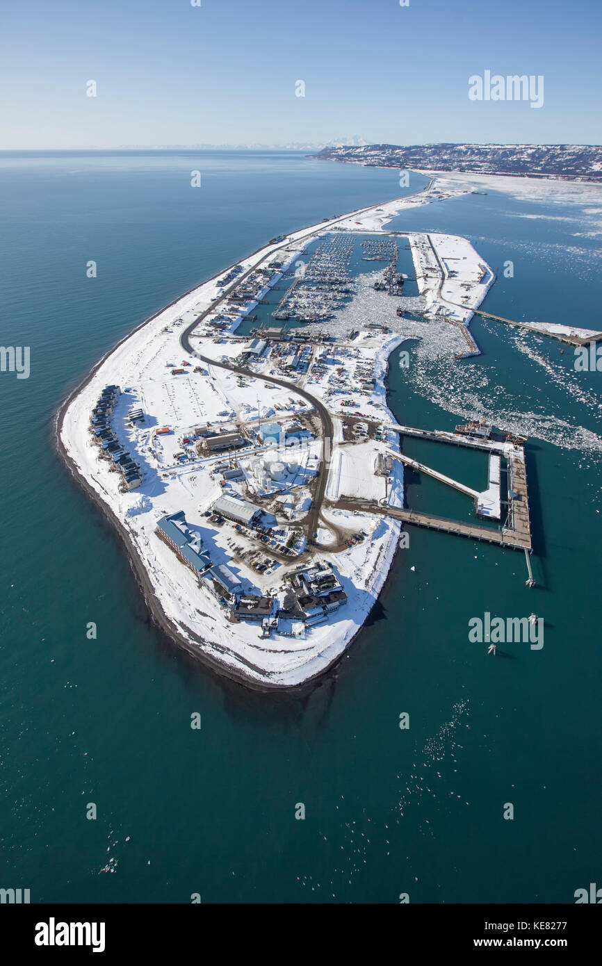 Aerial View Of Homer Spit In Winter, Southcentral Alaska, USA Stock ...