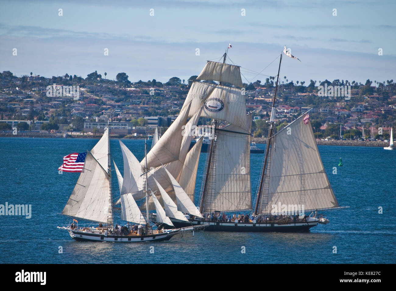 Tall Sailing Ships Amazing Grace and Californian under full sail on San ...