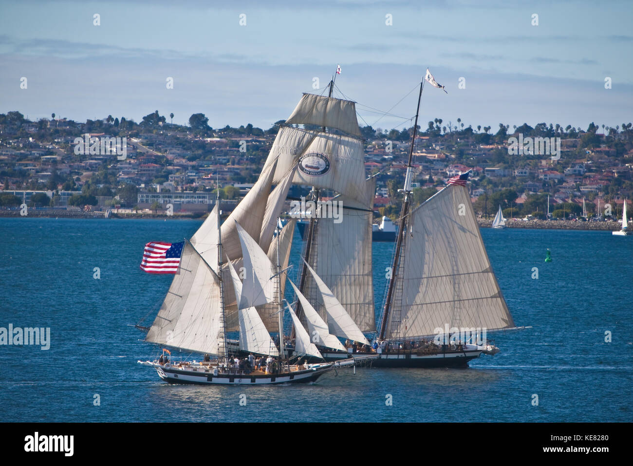 Tall Sailing Ships Amazing Grace and Californian under full sail on San ...