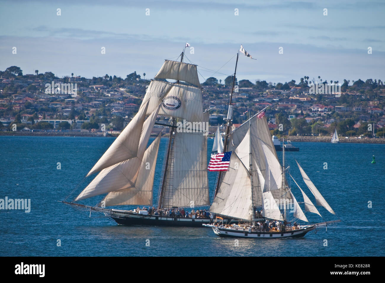 Tall Sailing Ships Amazing Grace and Californian under full sail on San ...