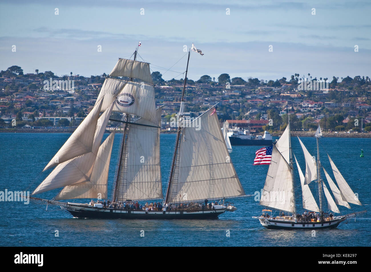 Tall Sailing Ships Amazing Grace and Californian under full sail on San ...
