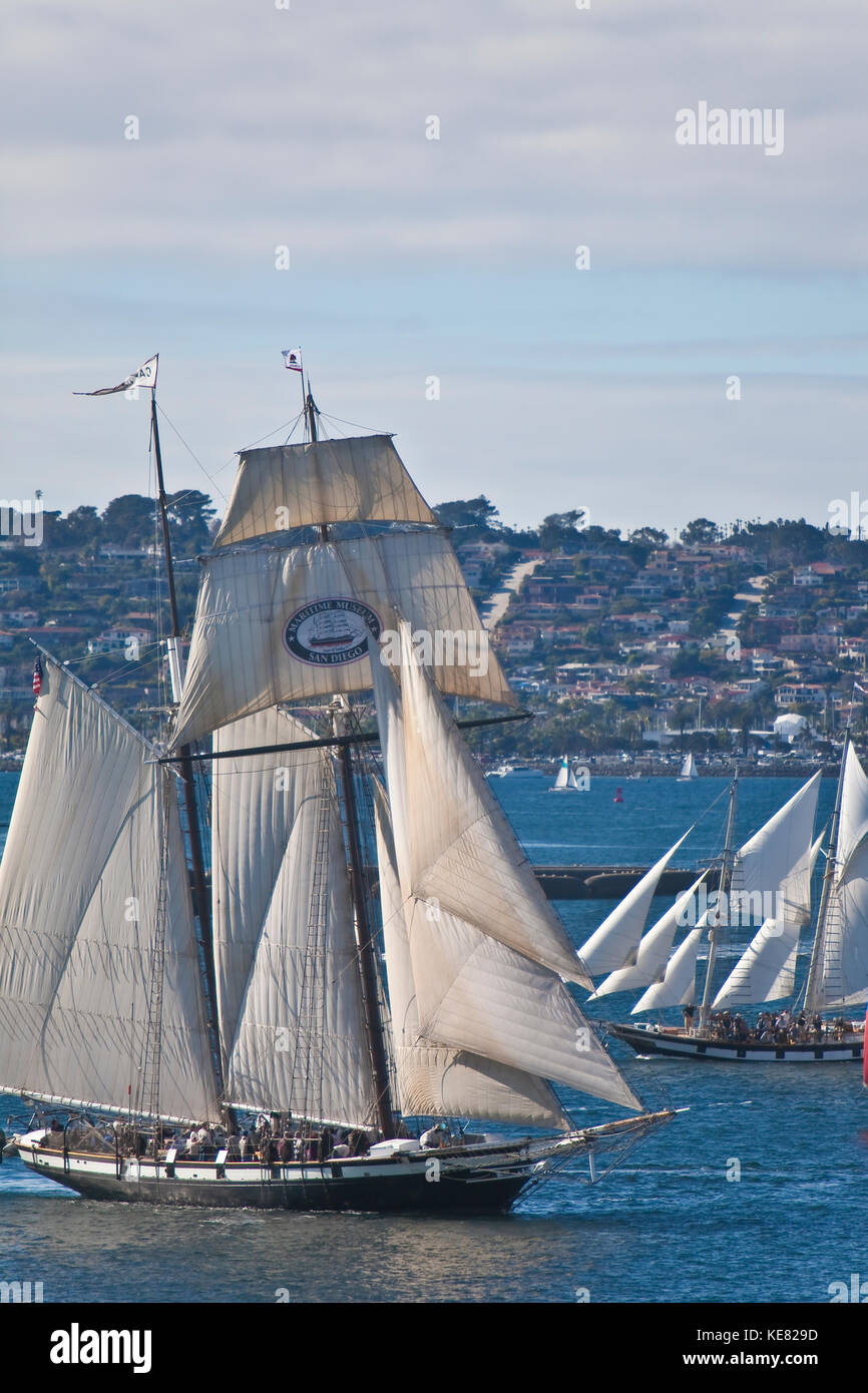 Tall Sailing Ships Amazing Grace and Californian under full sail on San ...