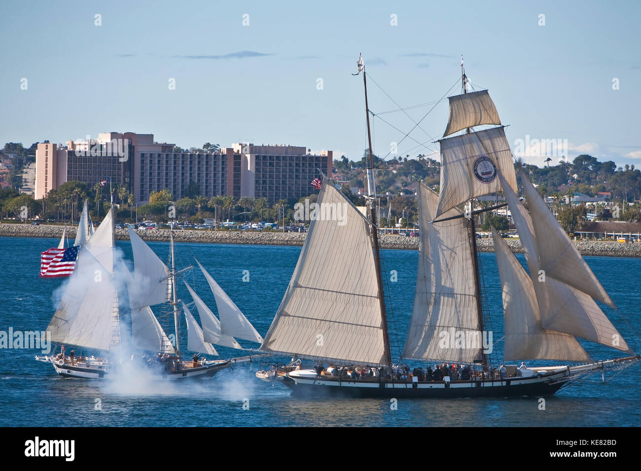Tall Sailing Ships Amazing Grace and Californian under full sail on San ...