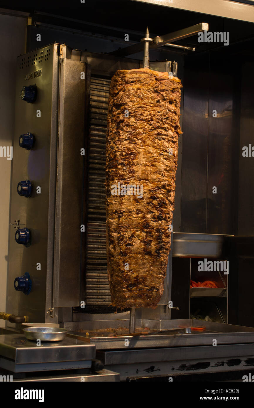 Traditional Turkish Doner Kebab on pole Stock Photo - Alamy