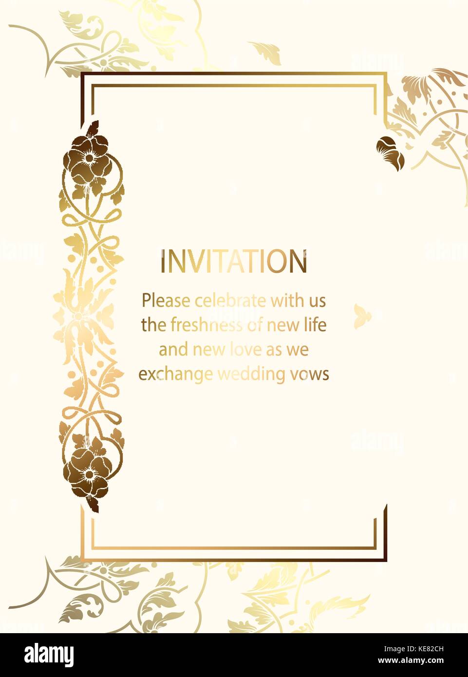 Intricate baroque luxury wedding invitation card, rich gold decor on ...