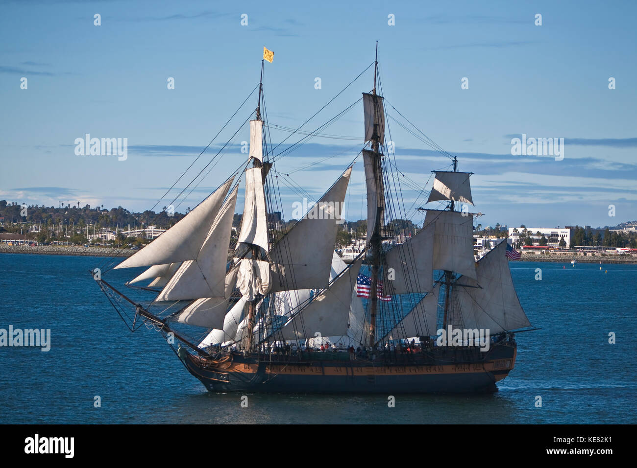 Tall Sailing Ships Amazing Grace and HMS Surprise under full sail on ...