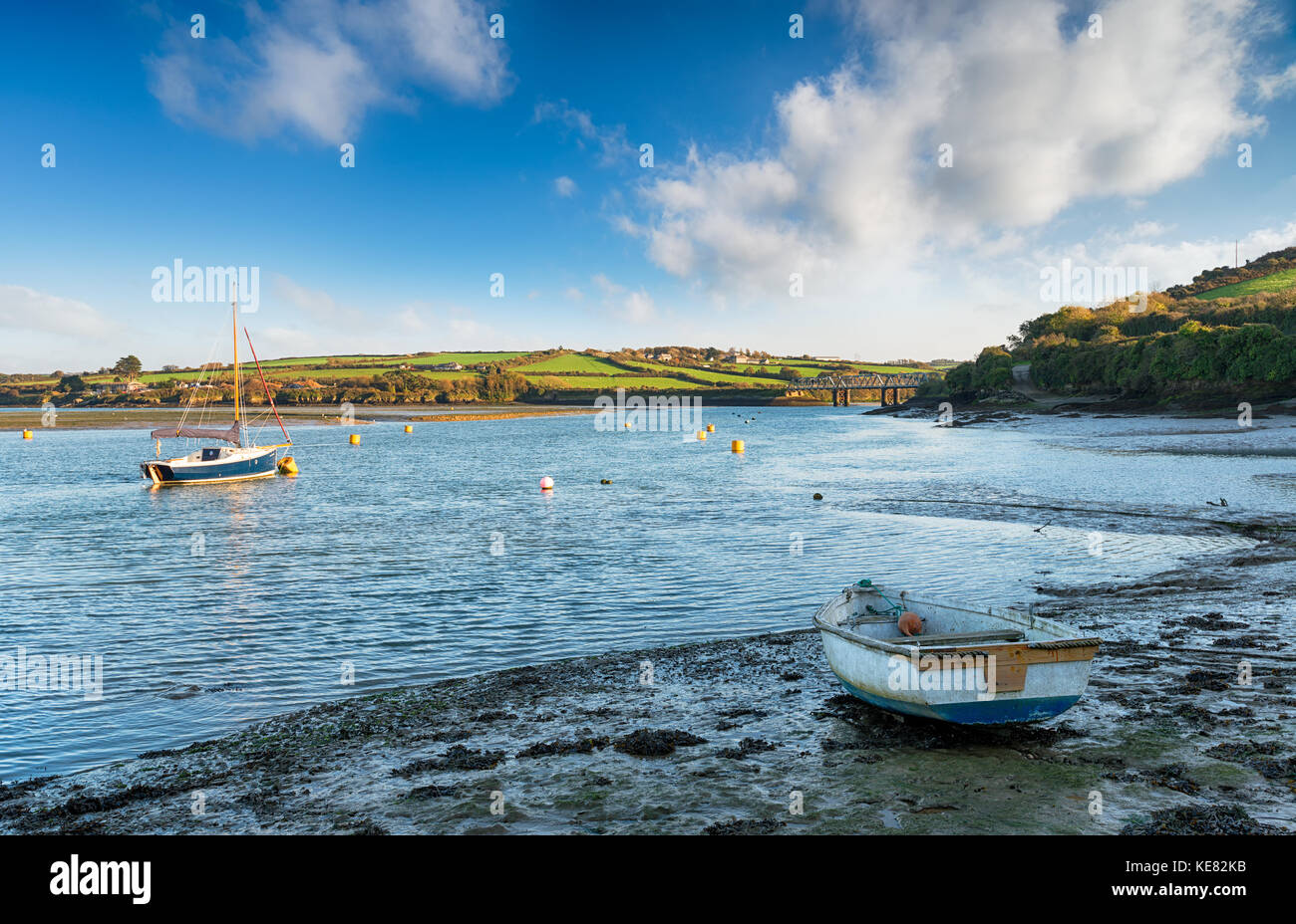 The river Camel estuary near Padstow in Cornwall, looking out to the ...