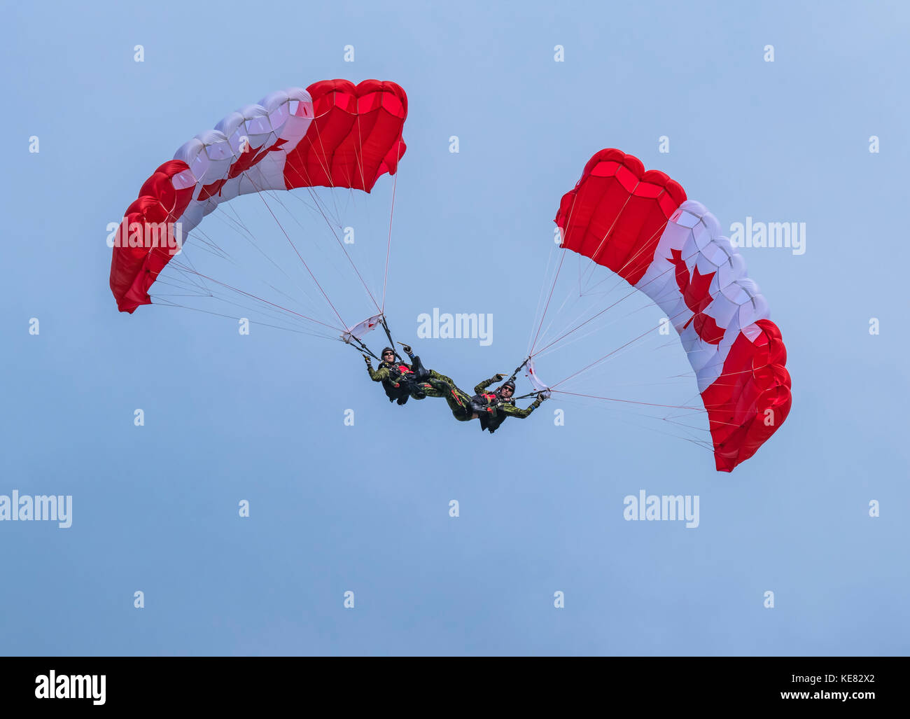 Members of the Sky Hawks flying with Canadian flag parachutes for the ...