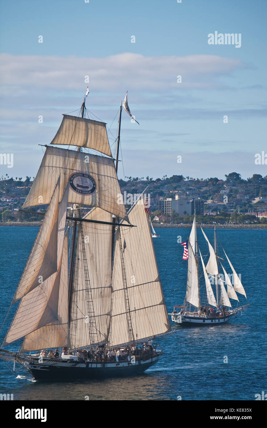 Tall Sailing Ships Californian and Amazing Grace under full sail on San ...