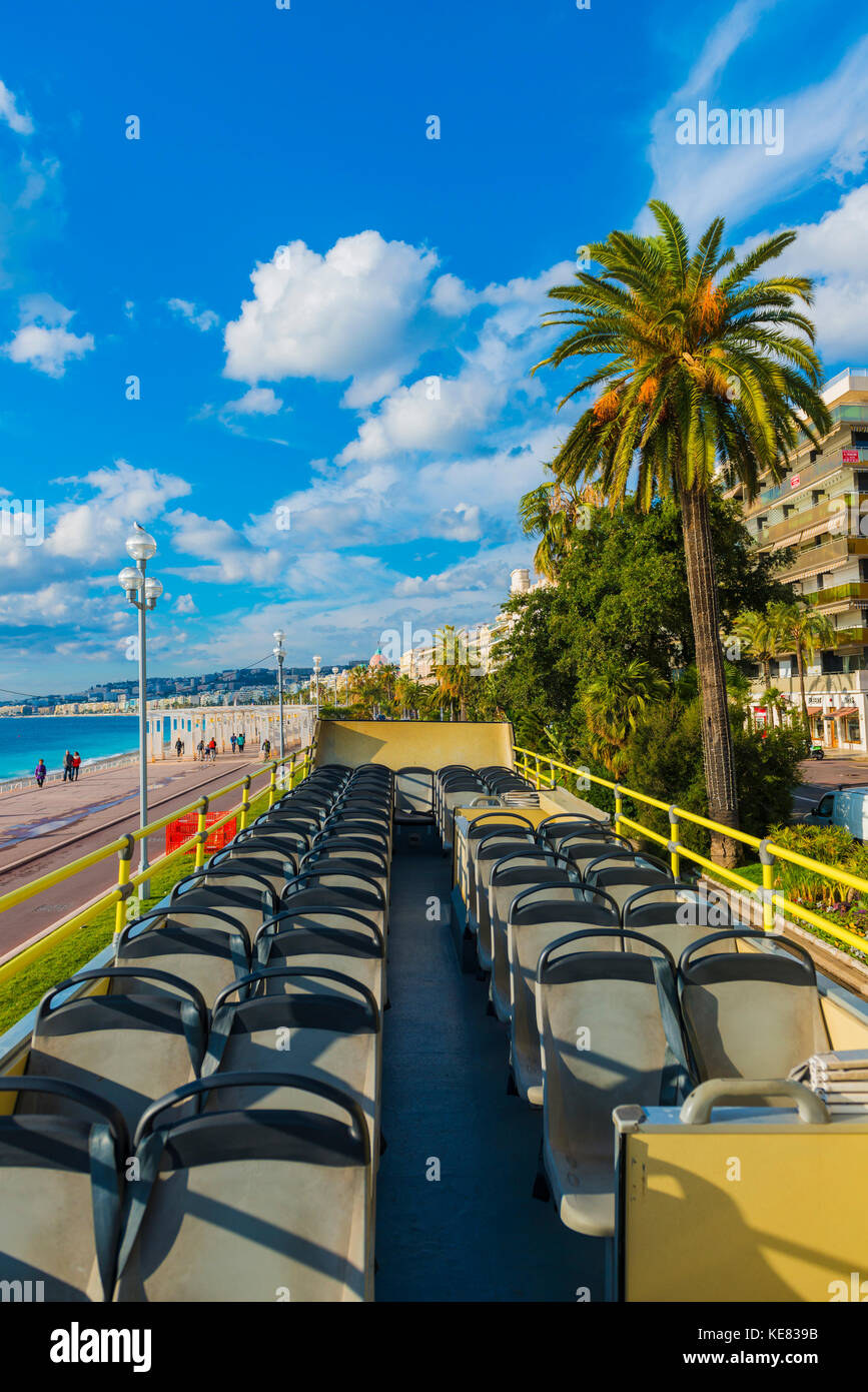 Seating On A Tour Bus Along The Coast; Nice, Cote D'azur, France Stock ...