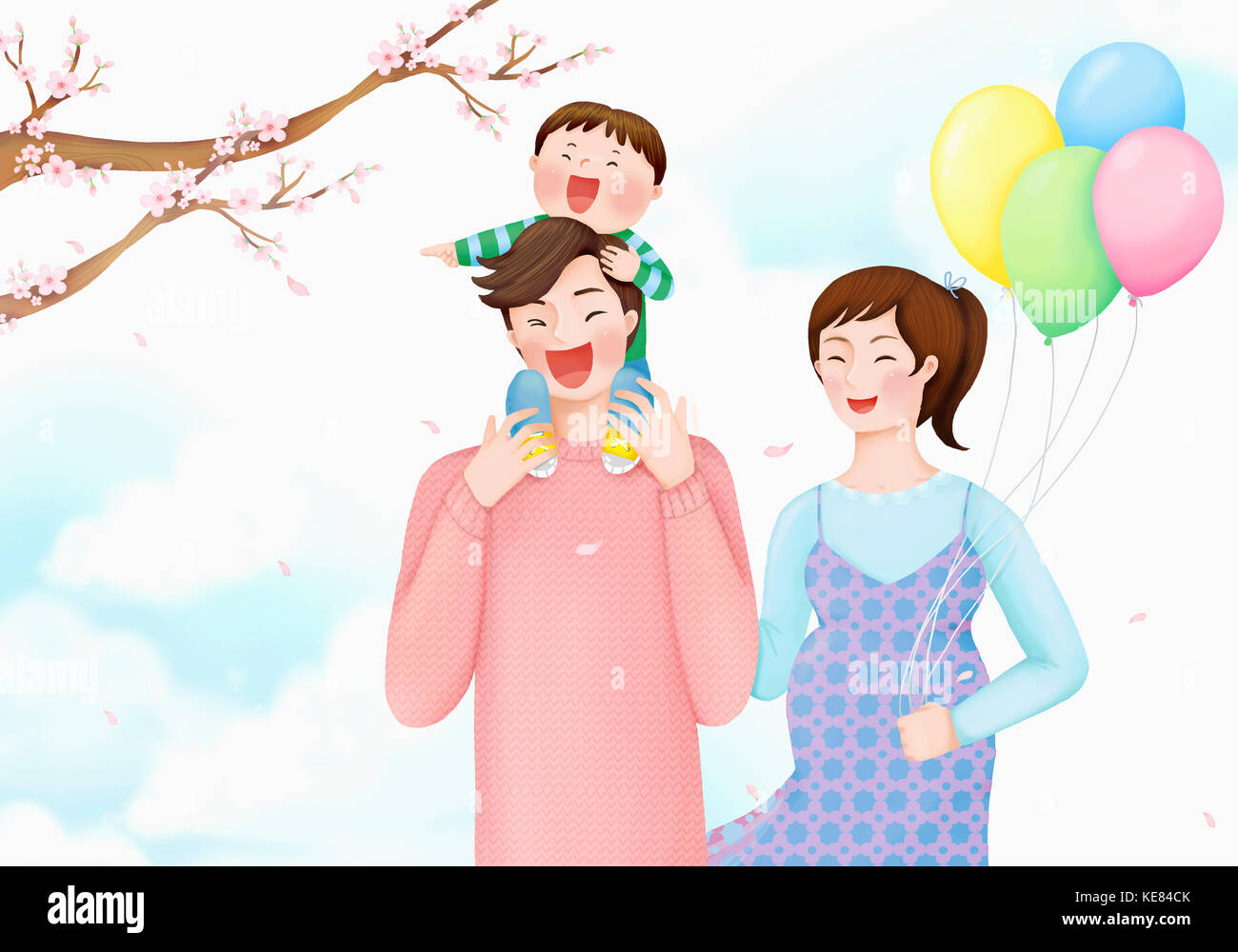 Illust of harmonious family Stock Photo - Alamy