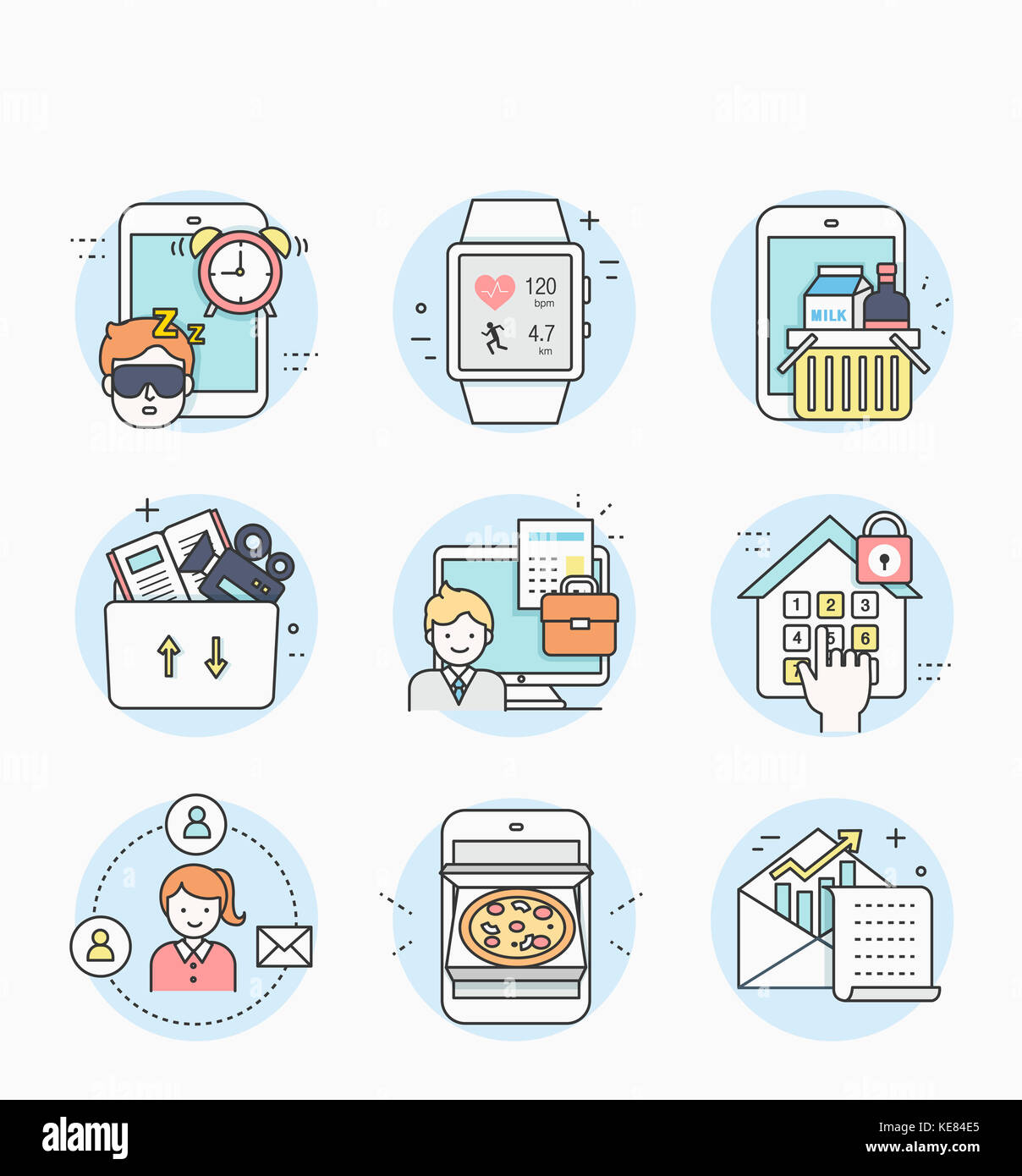 Set of various line icons Stock Photo - Alamy