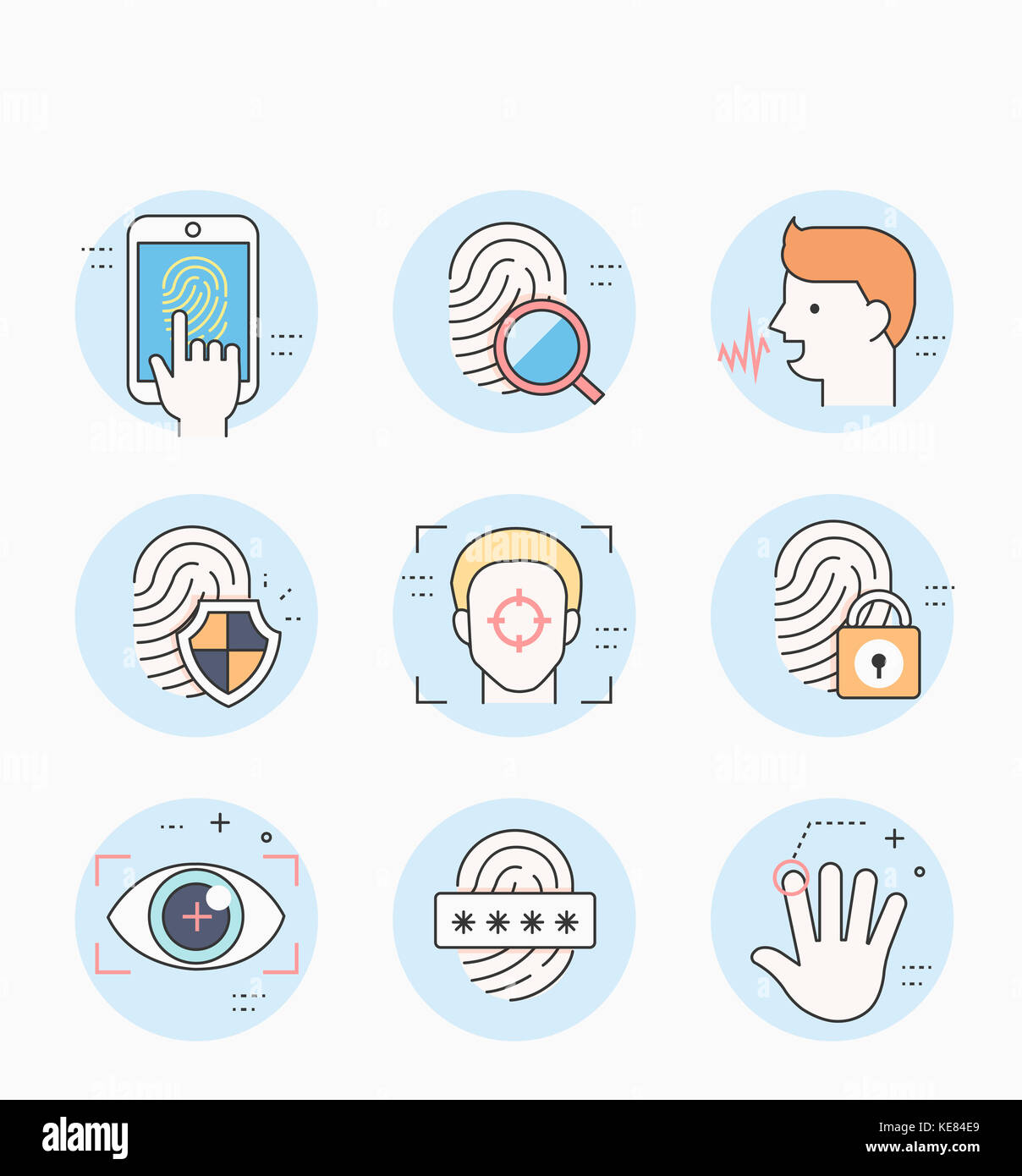 Set of various line icons related to biometric identification Stock ...