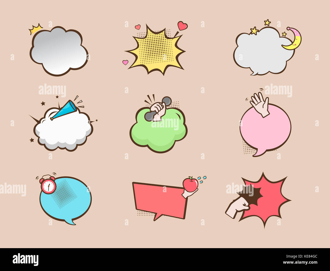 Various emoticons of speech balloons Stock Photo - Alamy