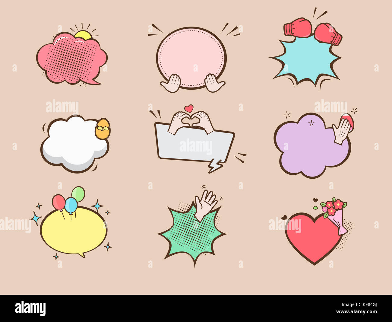 Various emoticons of speech balloons Stock Photo - Alamy