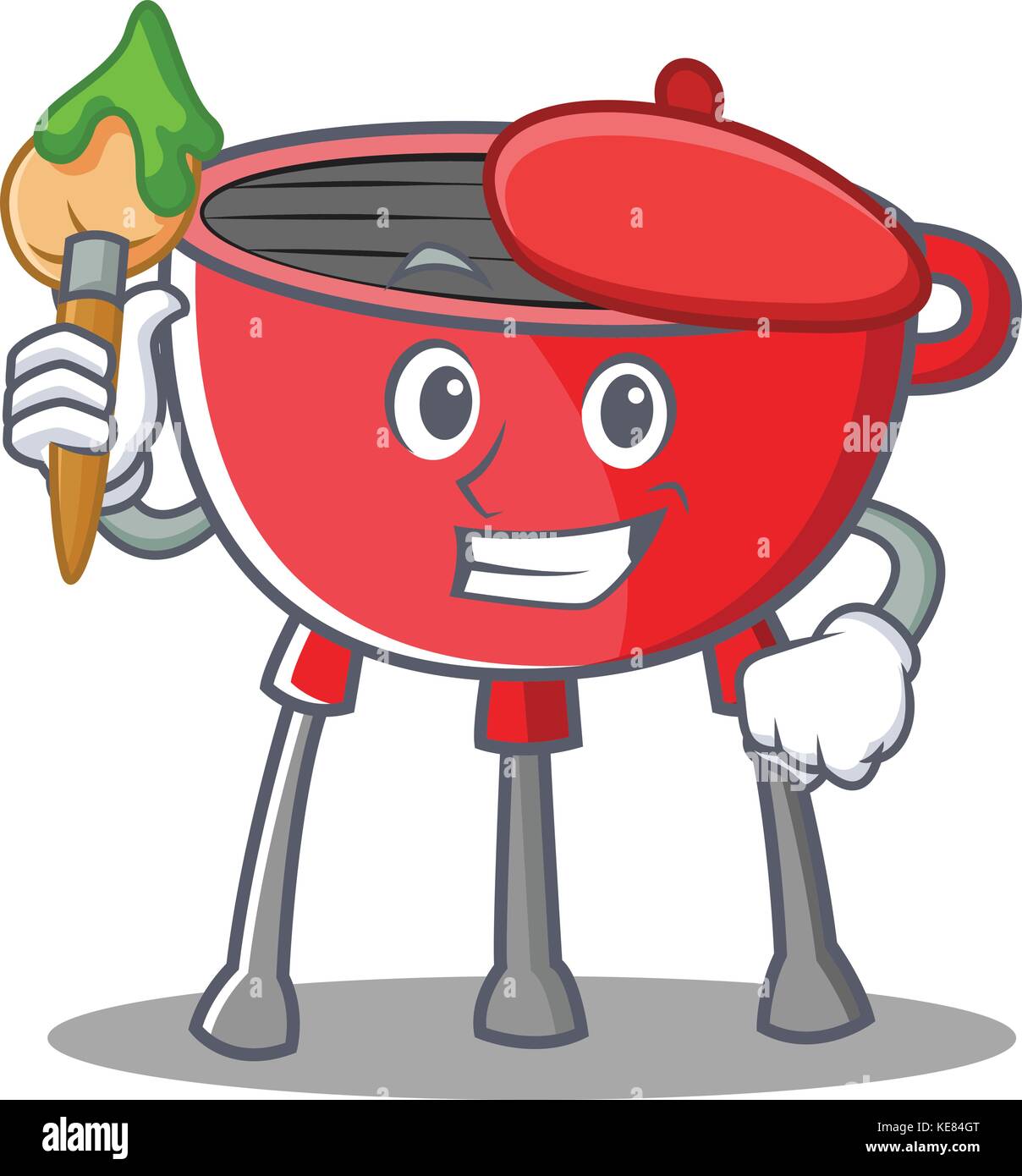 Artist Barbecue Grill Cartoon Character Stock Vector Image & Art - Alamy