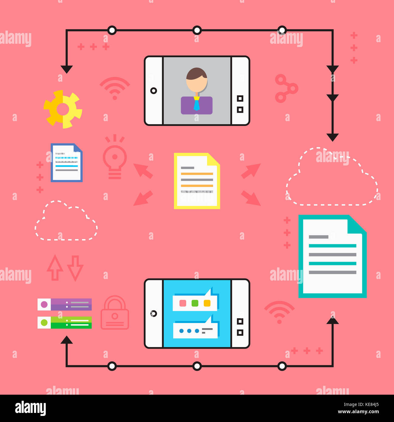 Sharing data on mobile network with Cloud Stock Photo - Alamy