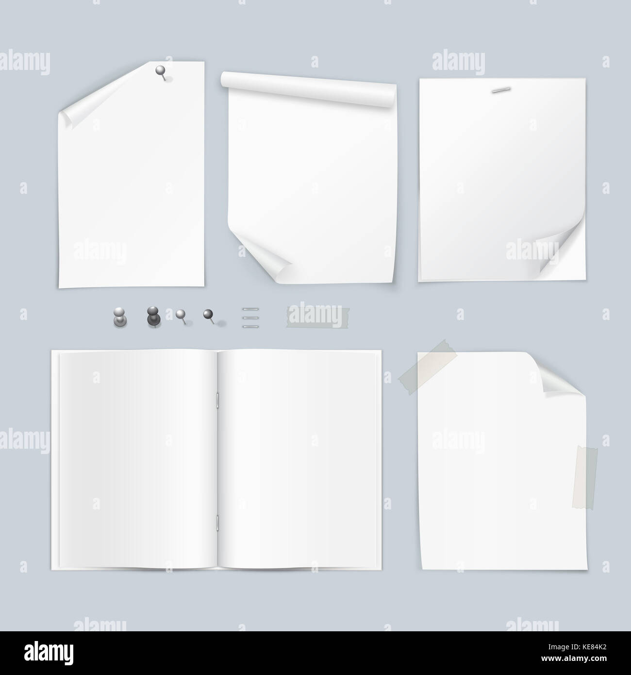 Various papers with tacks Stock Photo - Alamy